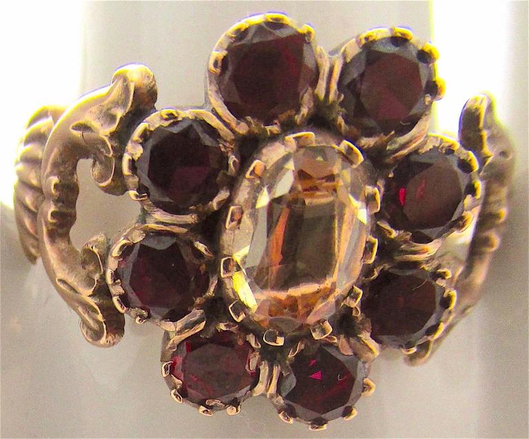 Antique Garnet Topaz Gold Cluster Ring For Sale (Free Shipping) at 1stDibs
