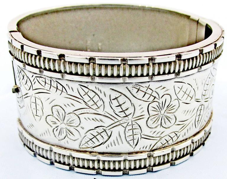 Antique Silver Bangle Bracelet at 1stDibs | antique silver bangles ...