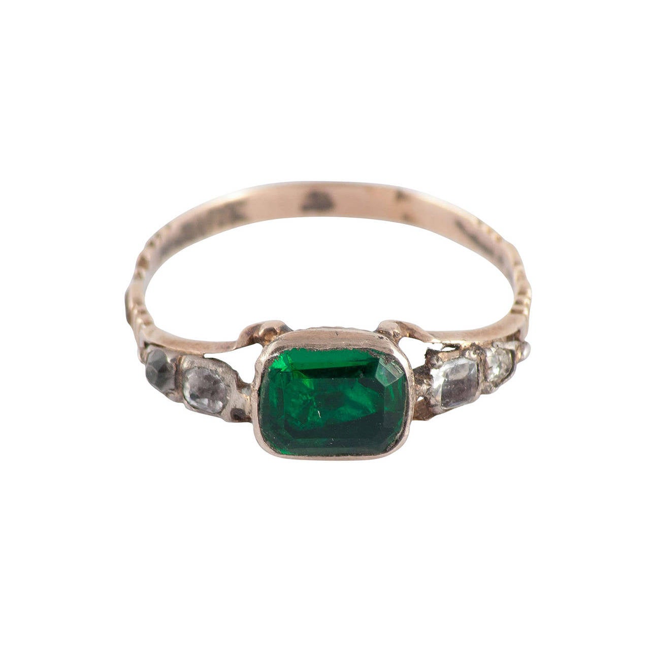 Antique Green Clear Paste Gold Ring For Sale at 1stdibs
