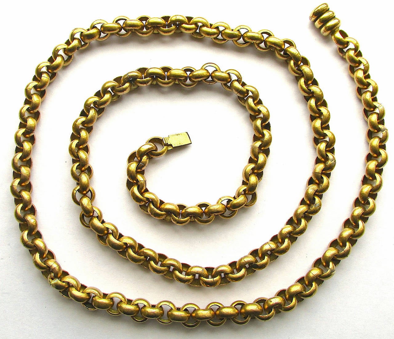 Antique Pinchbeck Muff Chain with Barrel Clasp at 1stDibs