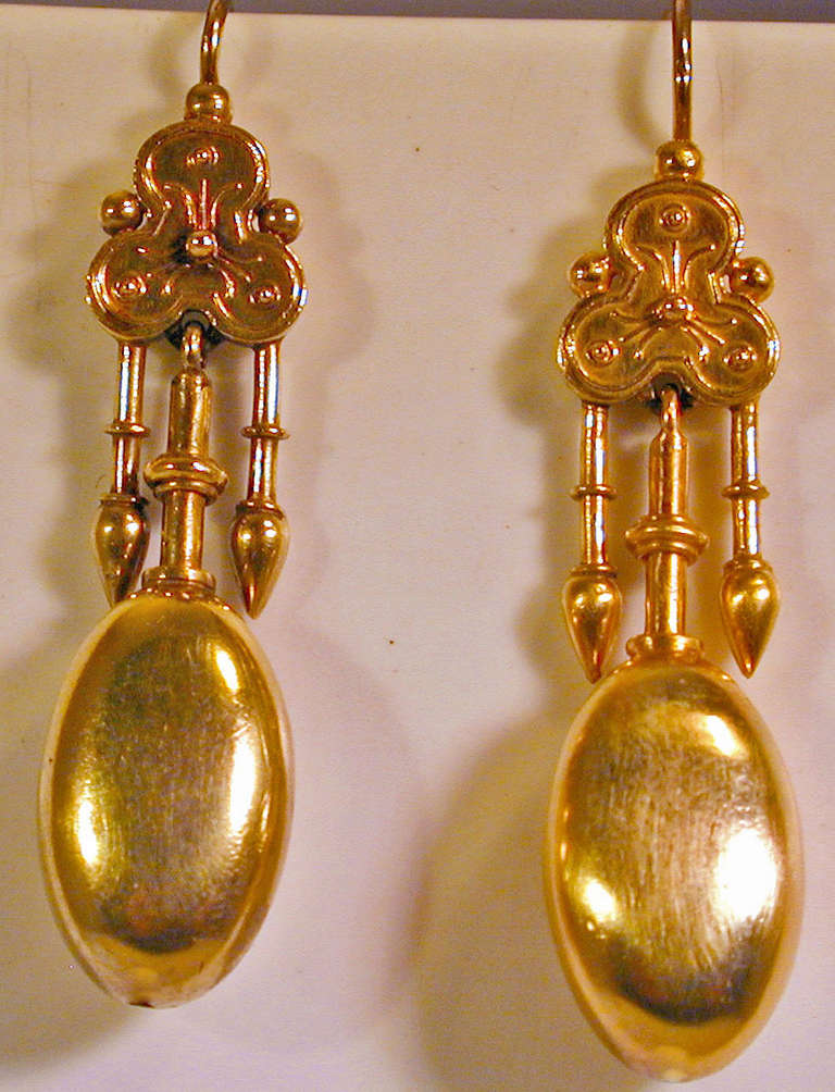 Antique Gold Etruscan Motif Earrings at 1stDibs