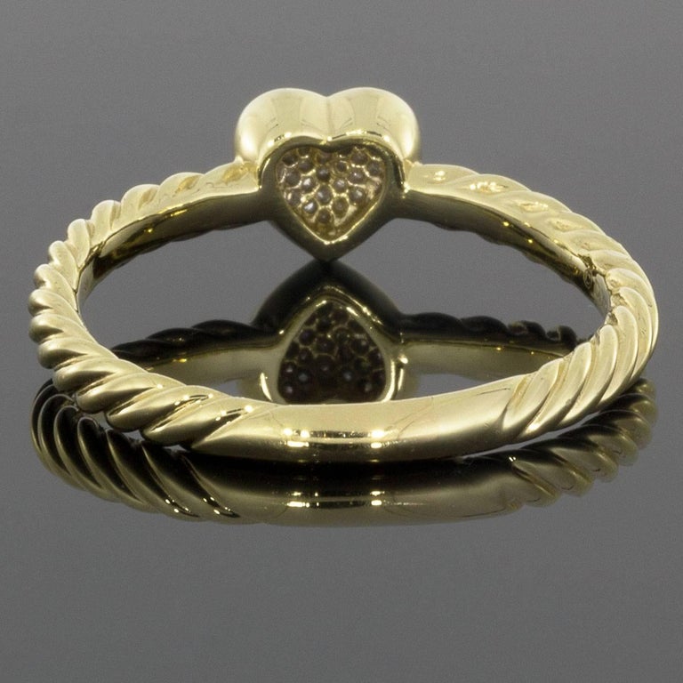 David Yurman Pave Diamond Petite Heart Gold Stack Ring at 1stDibs ...