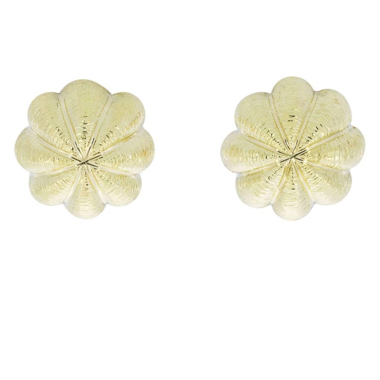 Tiffany and Co. Sea Urchin 18 Karat Yellow Gold Textured Dome Earrings ...