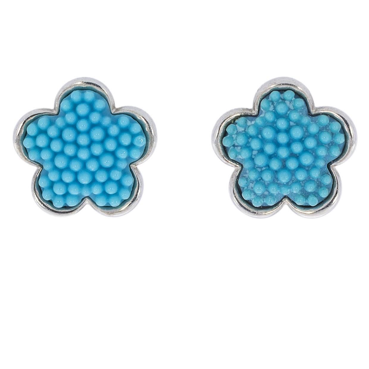 Lagos Turquoise Love Me Sterling Silver Caviar Flower Earrings at ...