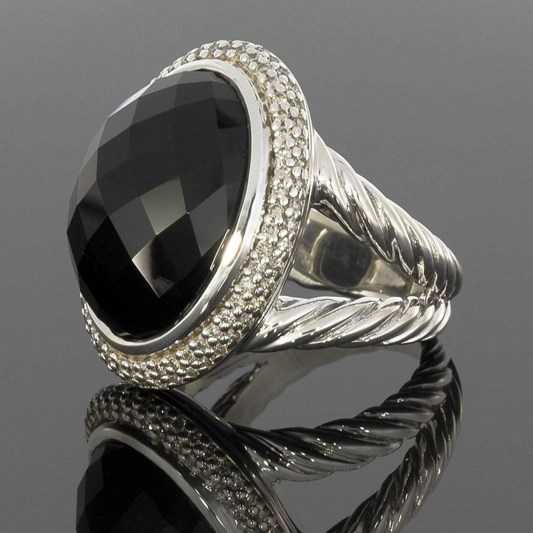 David Yurman Black Onyx and Diamond Signature Oval Ring at 1stDibs ...