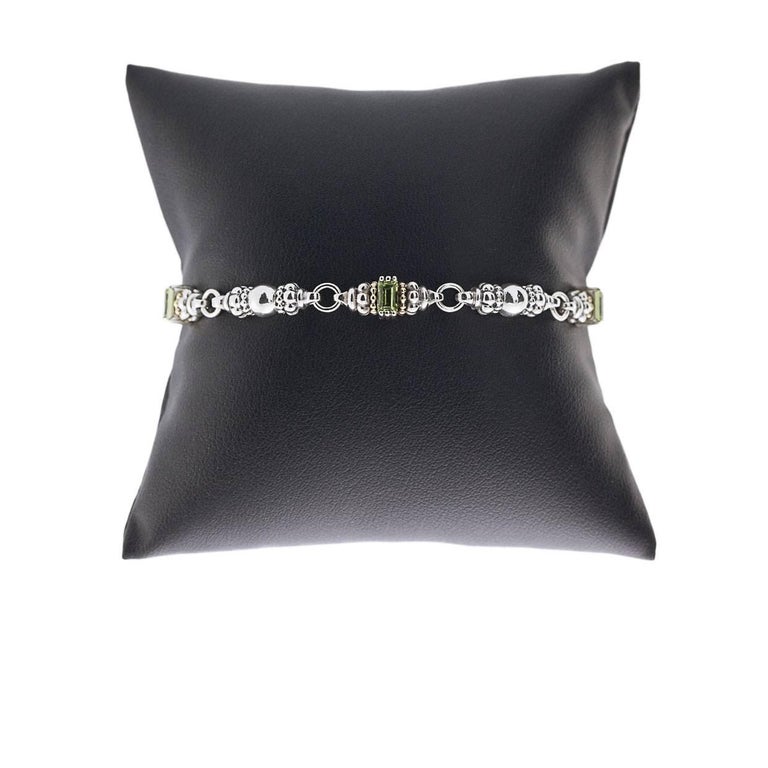 Lagos Peridot Sterling Silver and 18 Karat Yellow Gold Vintage Bracelet ...