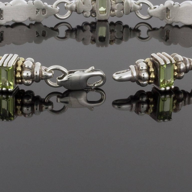 Lagos Peridot Sterling Silver and 18 Karat Yellow Gold Vintage Bracelet ...
