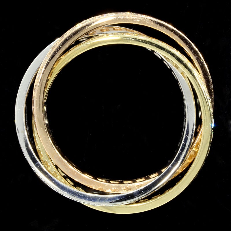 Tri-Color Diamond Three Color Gold Rolling Rings Set at 1stDibs | three ...