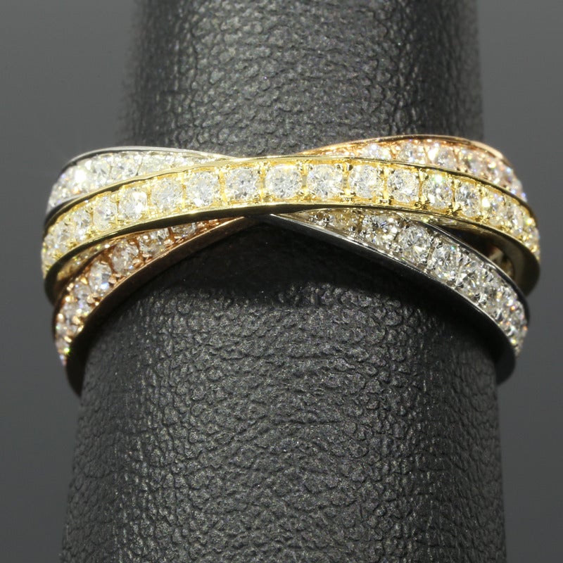 Tri-Color Diamond Three Color Gold Rolling Rings Set at 1stDibs | three ...