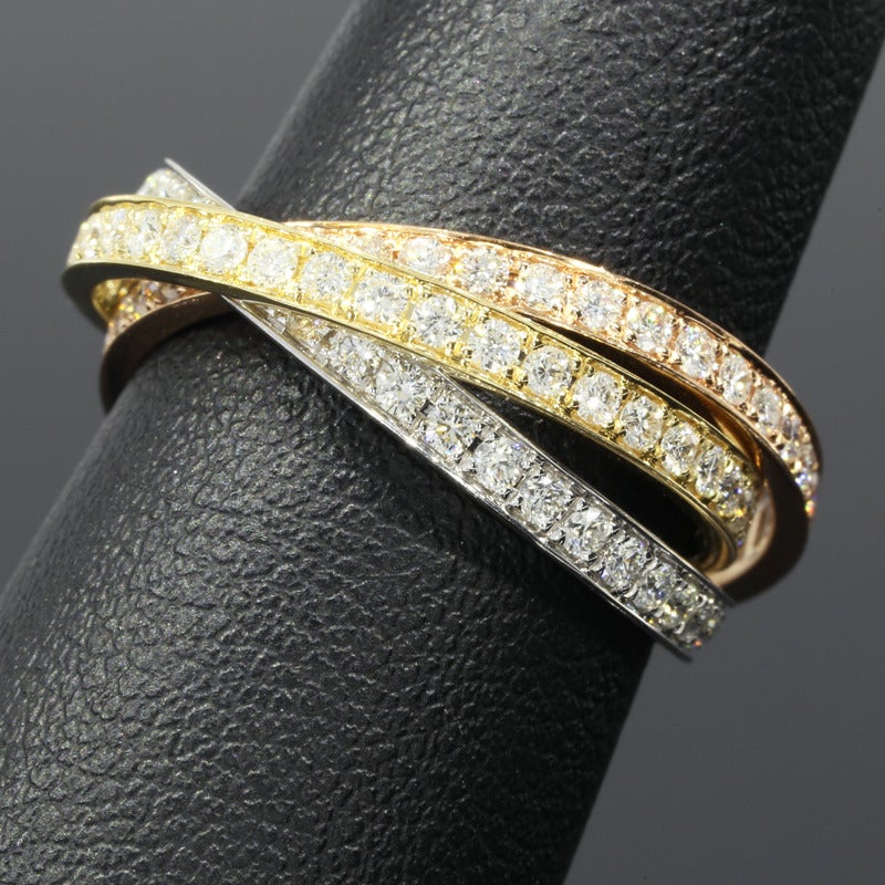 Tri-Color Diamond Three Color Gold Rolling Rings Set at 1stDibs | three ...