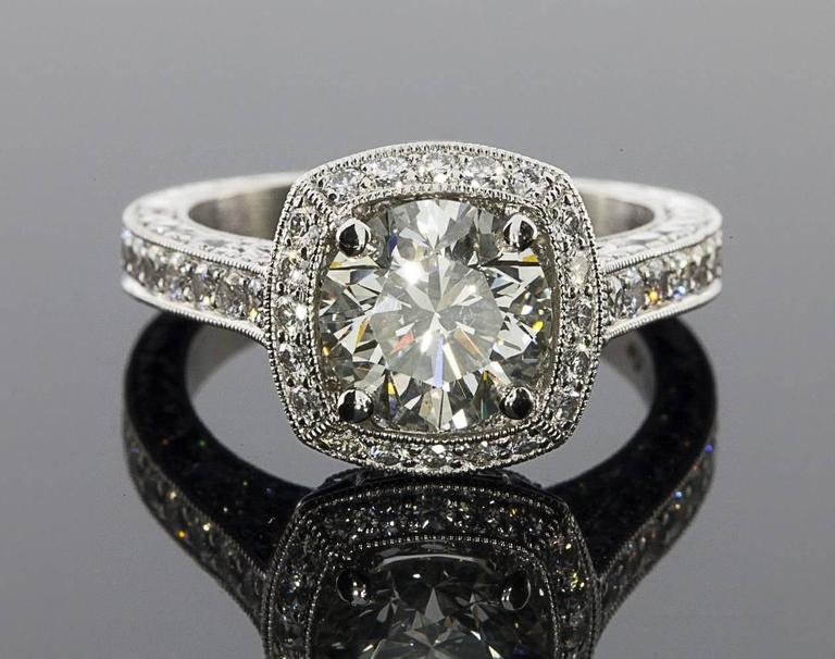 Spectacular Jack Kelege 2.02 Carat GIA Diamond Halo Platinum Engagement ...