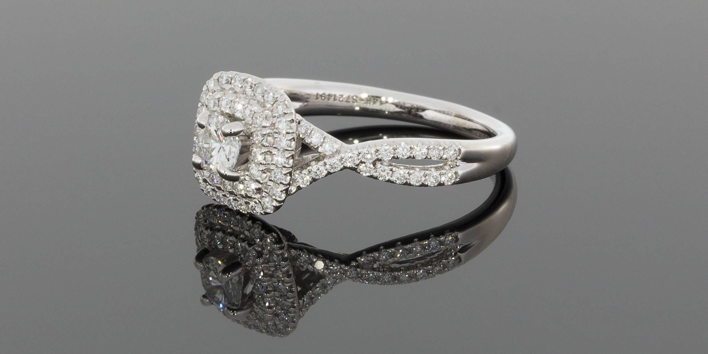 Round Diamond Double Halo Twisted Shank Engagement Ring at 1stDibs ...