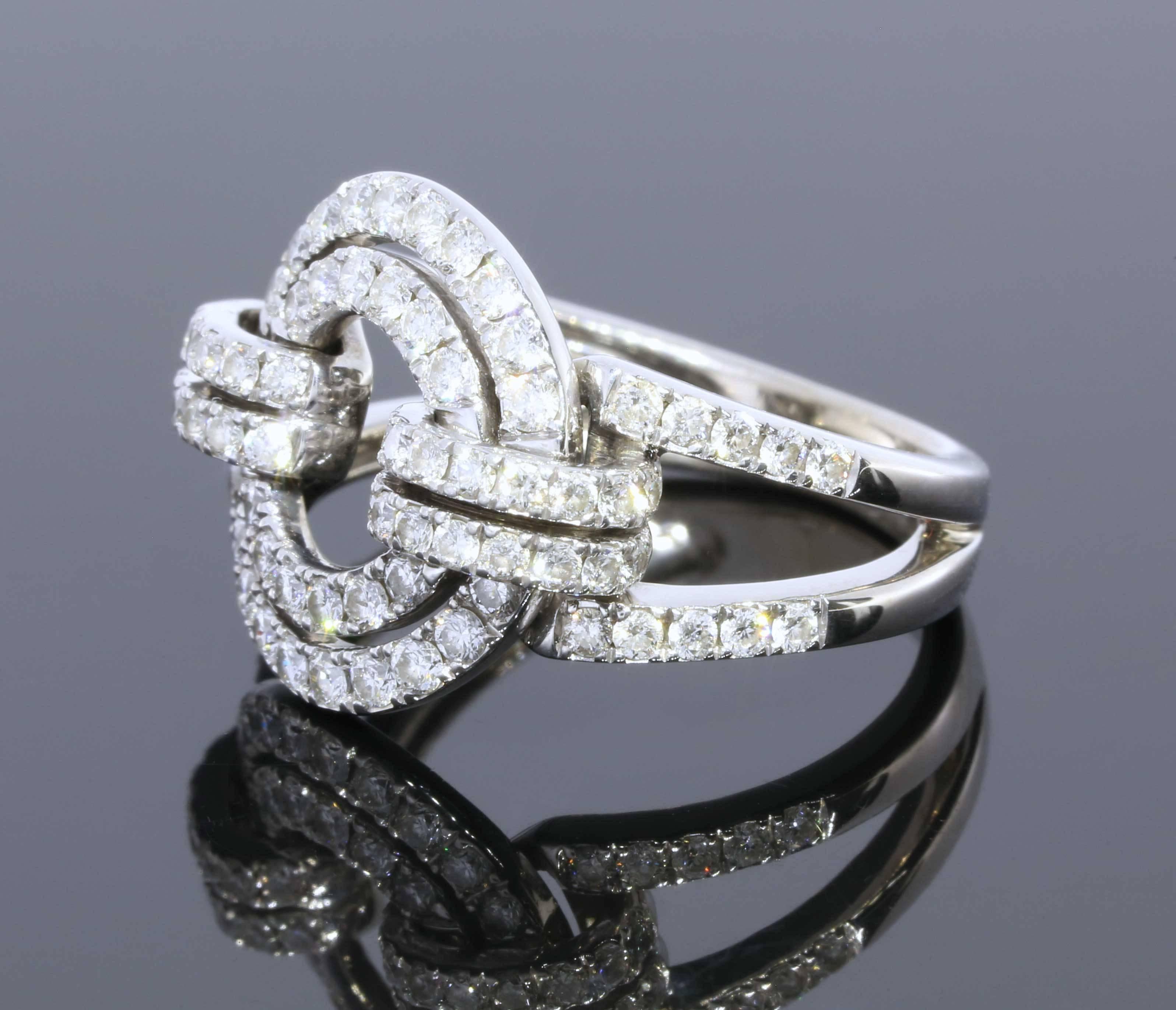 Diamond White Gold Double Circle Ring at 1stDibs