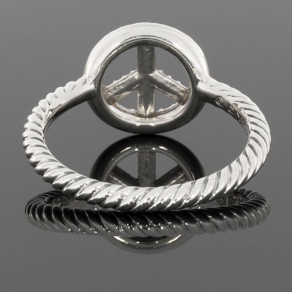 David Yurman Diamond Sterling Silver Peace Sign Ring at 1stDibs | david ...