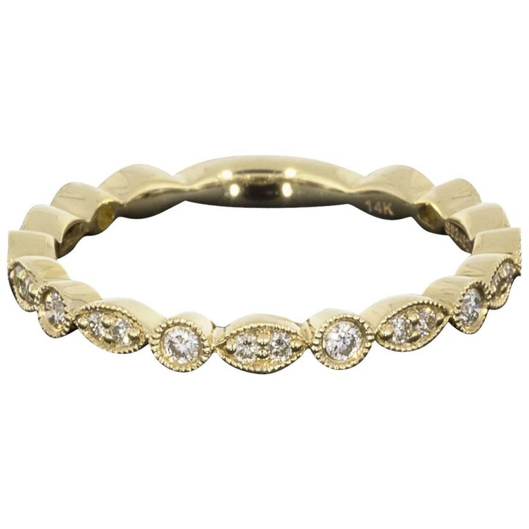 Gabriel and Co .24 Carat Scalloped Stackable Wedding Band Ring at ...