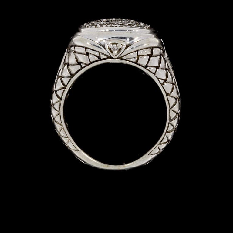 Scott Kay Sterling Silver Pave Diamond Large Basket Weave Ring at 1stDibs