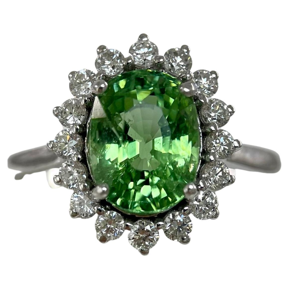 14K 3.32 Ct Tourmaline and Diamonds Antique Art Deco Style Engagement ...