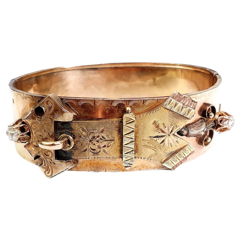 Antique 14k Gold Russian Bangle Bracelet For Sale at 1stDibs