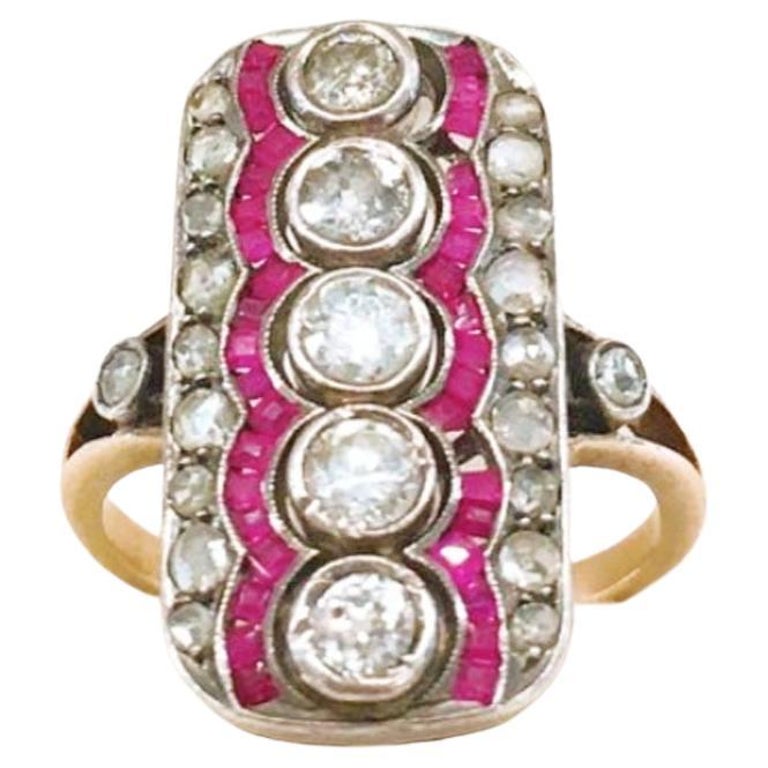 Antique Russian Ruby Diamond Ring For Sale at 1stDibs