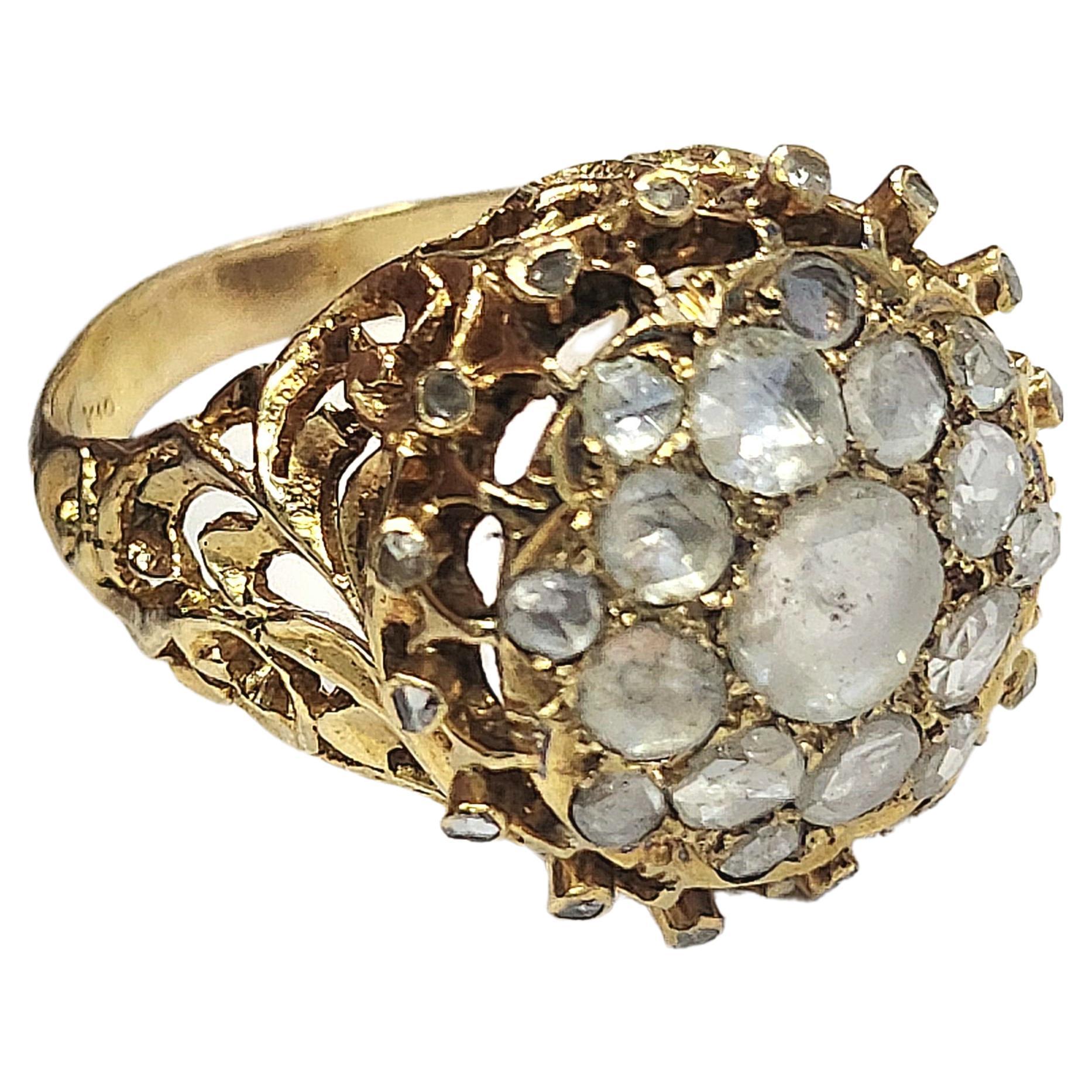 Antique Vectorian 1850s Rose Cut Diamond Gold Ring For Sale at 1stDibs