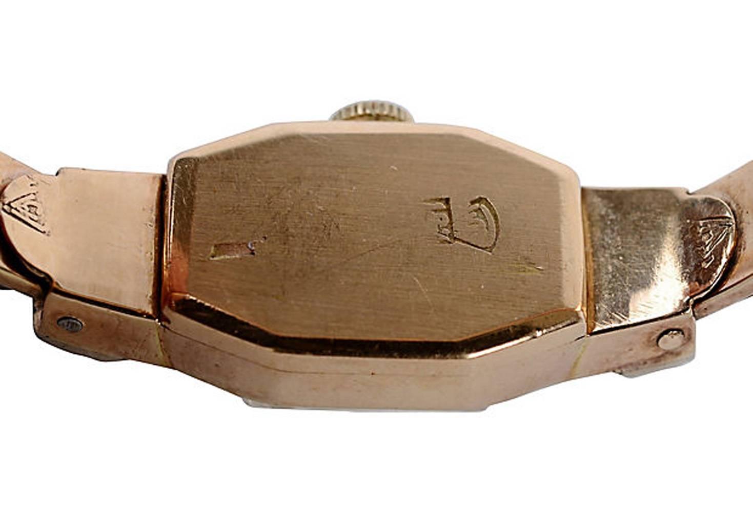 Retro Ladies 18K Yellow Gold, Diamond, and Ruby Bracelet Wristwatch ...