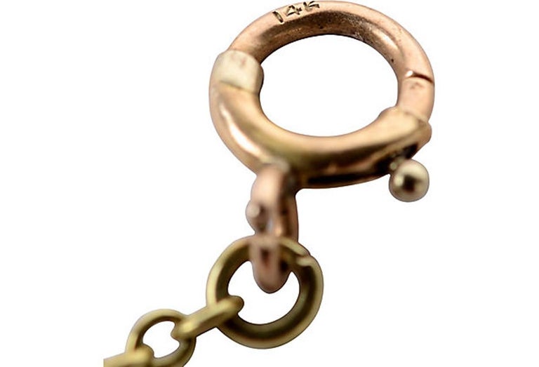 Retro Solid 14K Yellow Gold Watch Chain at 1stDibs