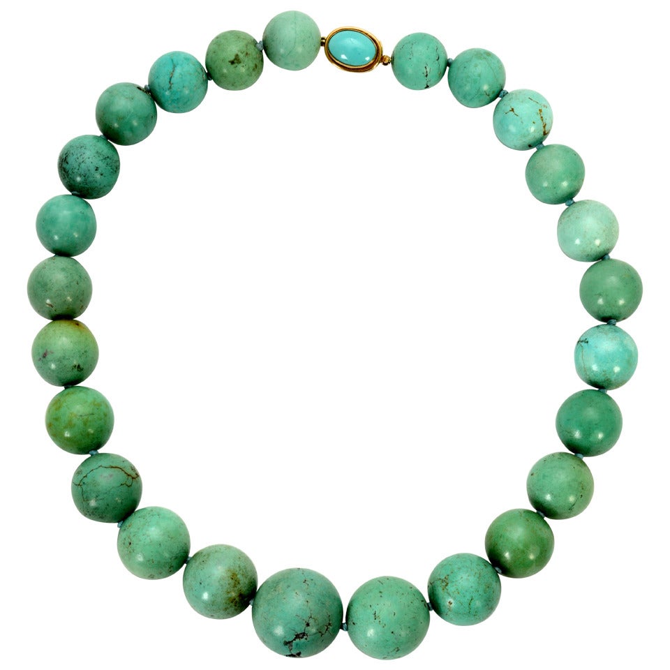 Graduated Natural Turquoise Necklace at 1stDibs