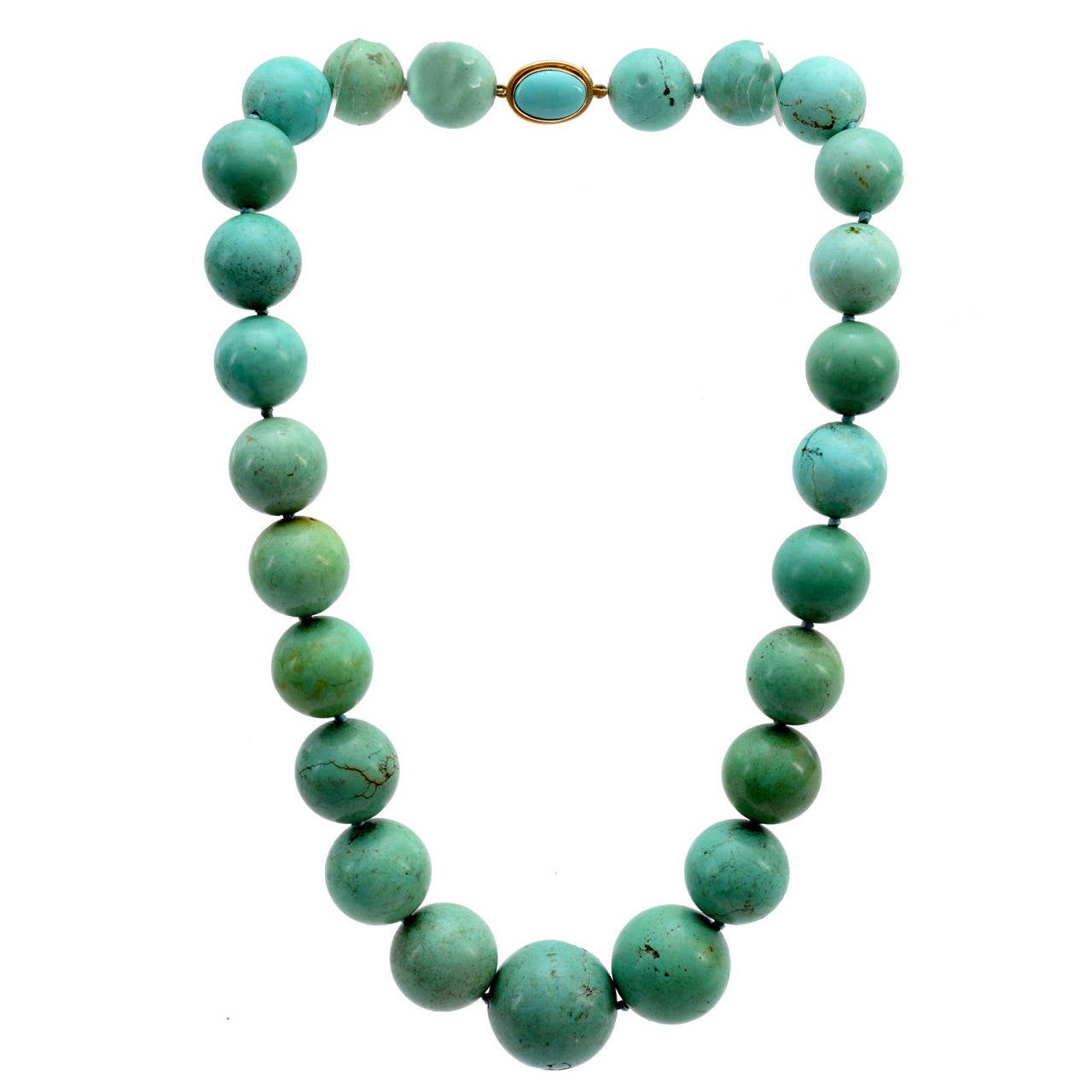 Graduated Natural Turquoise Necklace at 1stDibs