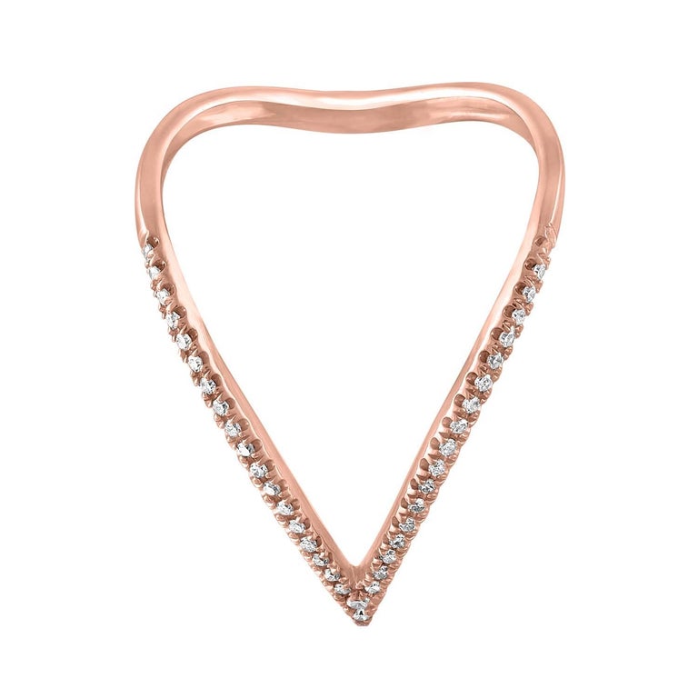 0.40 Carat Diamond V Shape Gold Ring For Sale at 1stDibs | diamond v ...