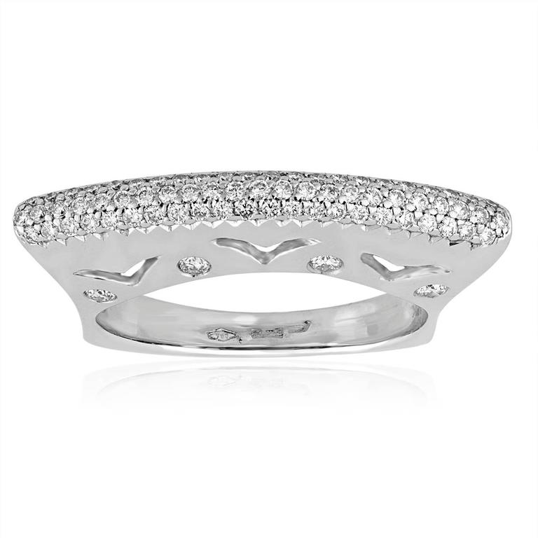 1.00 Carats Diamond Unusual Flat Sided Gold Ring For Sale at 1stDibs
