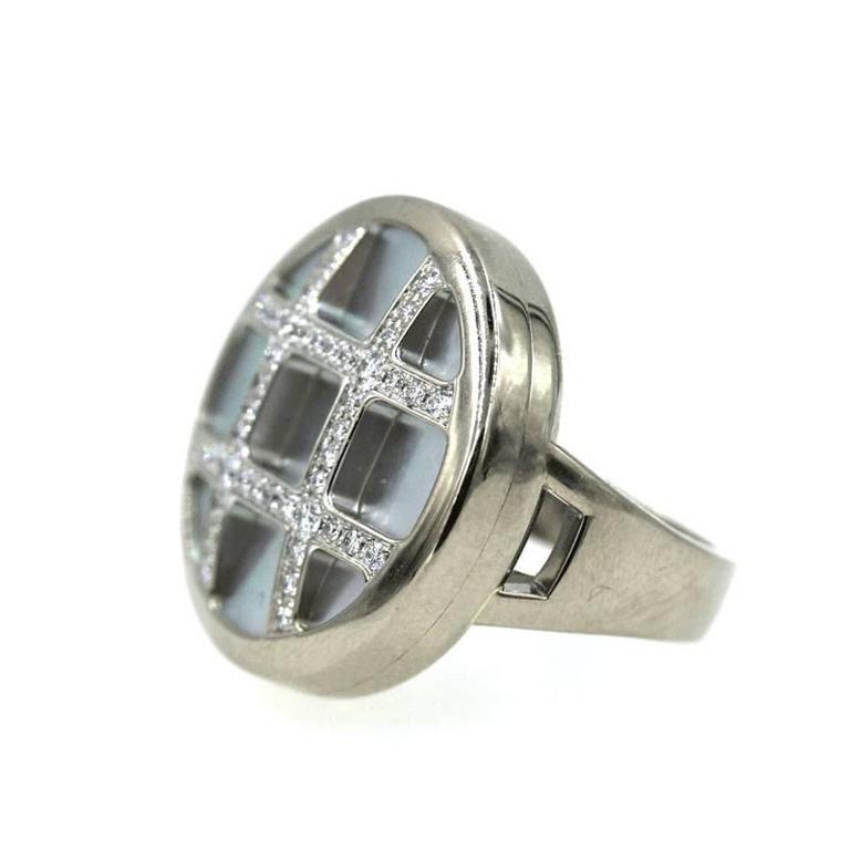 Cartier Pasha Mother-of-Pearl Diamond 18 Karat White Gold Grid Ring at ...
