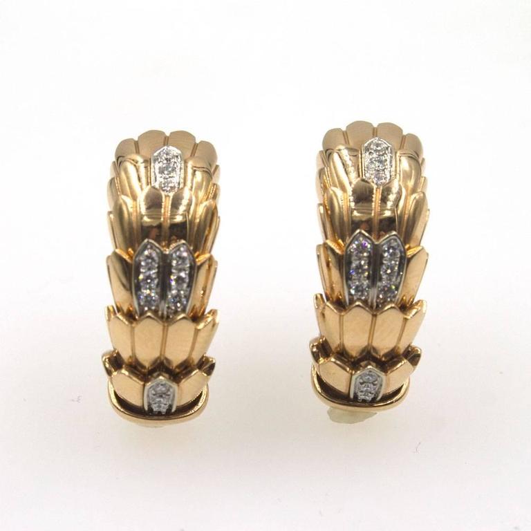 Roberto Coin Diamond 18 Karat Rose Gold Earrings Retractable Post For ...
