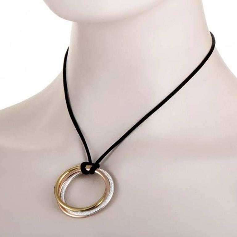 Cartier Trinity Large Diamond Tri-Color Gold Pendant Necklace at ...