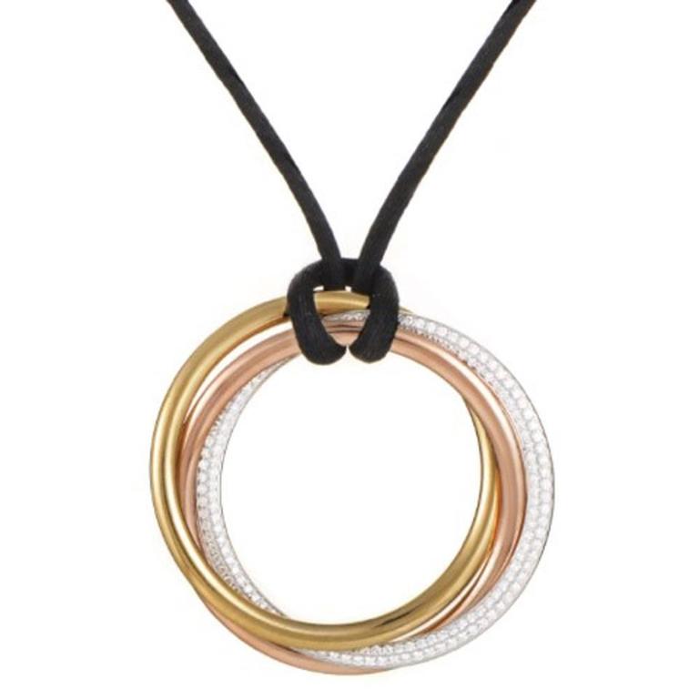 Cartier Trinity Large Diamond Tri-Color Gold Pendant Necklace at ...