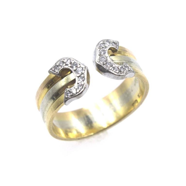 Cartier Double C Tri-Color Gold Diamond Ring at 1stDibs | double c ring ...