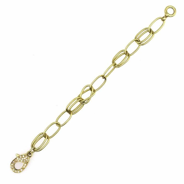 Modern 18 Karat Yellow Gold Link Diamond Clasp Bracelet at 1stDibs