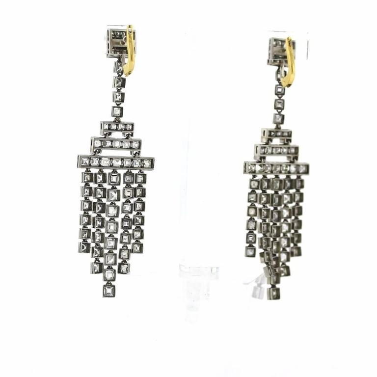 Antique Carre Cut Diamond Platinum Earrings at 1stDibs