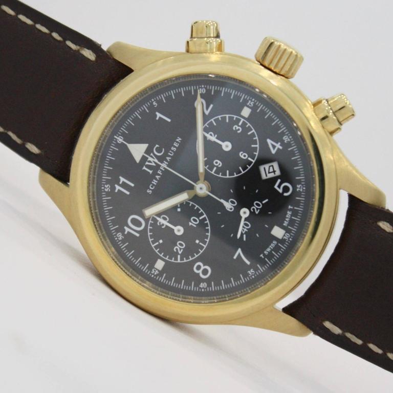 IWC Yellow Gold Pilot's Flieger Chronograph Mecaquartz Wristwatch at ...