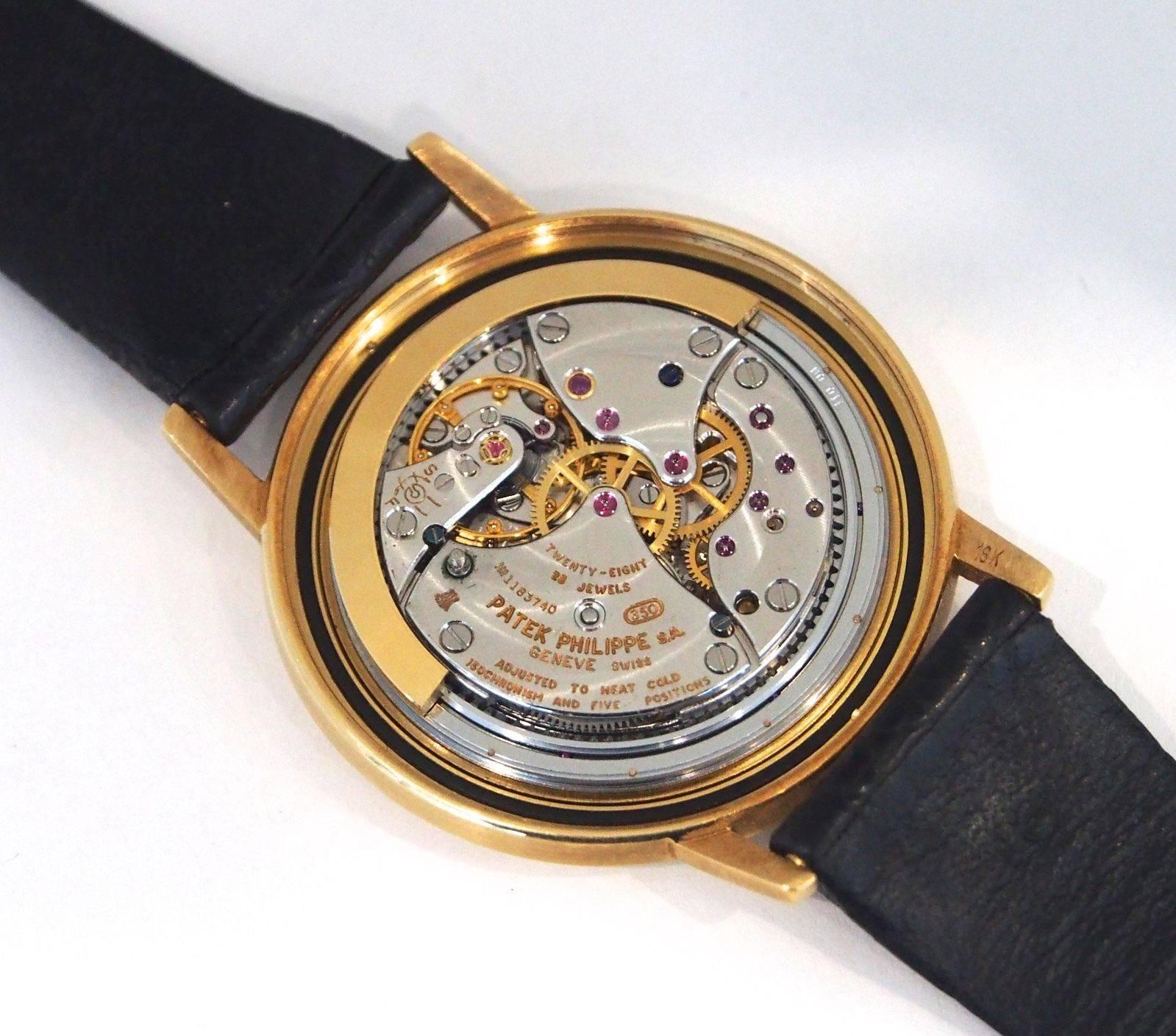 Patek Philippe Yellow Gold Blue Dial Calatrava Automatic Wristwatch Ref ...