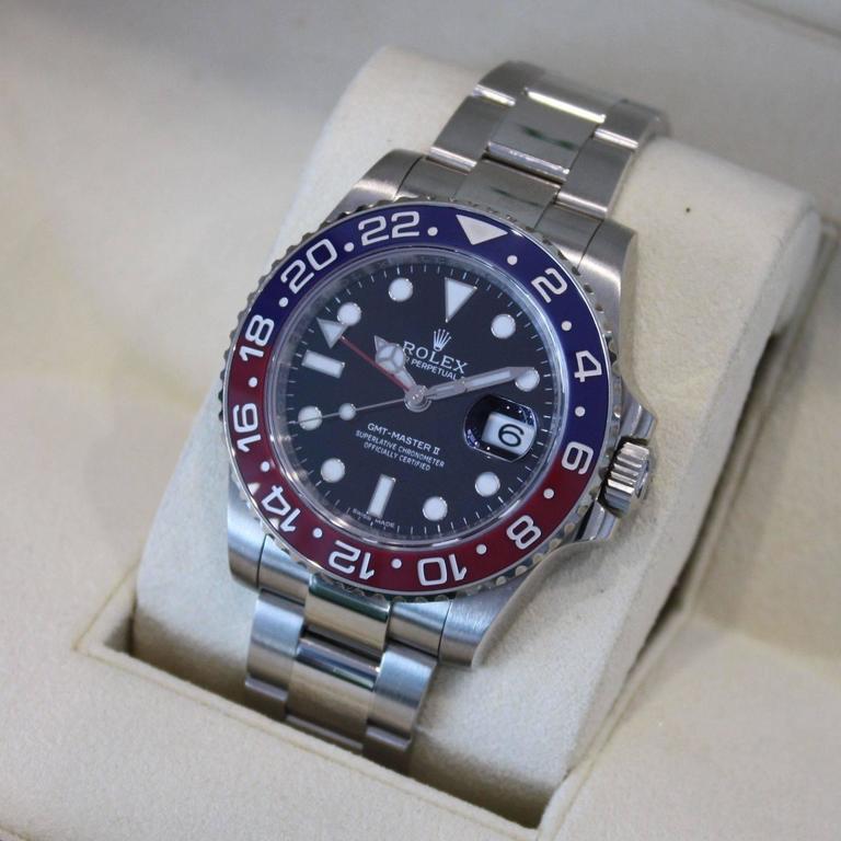 Rolex White Gold GMT Master II "Pepsi" Automatic Wristwatch Ref 116719 ...