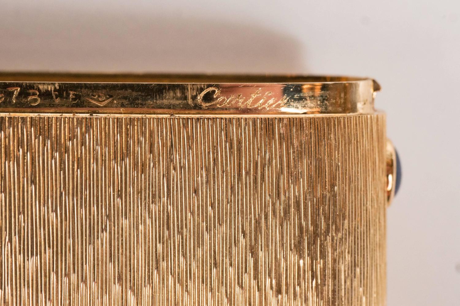 Cartier Mid-Century Gold Cigarette Case with Sapphire Accent Button For ...