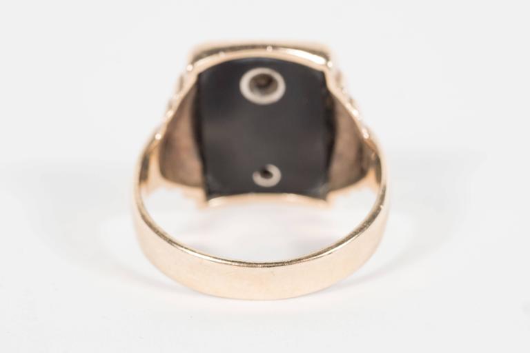 Art Deco Skyscraper Style Black Onyx Diamond Gold Monogram J F Ring at ...