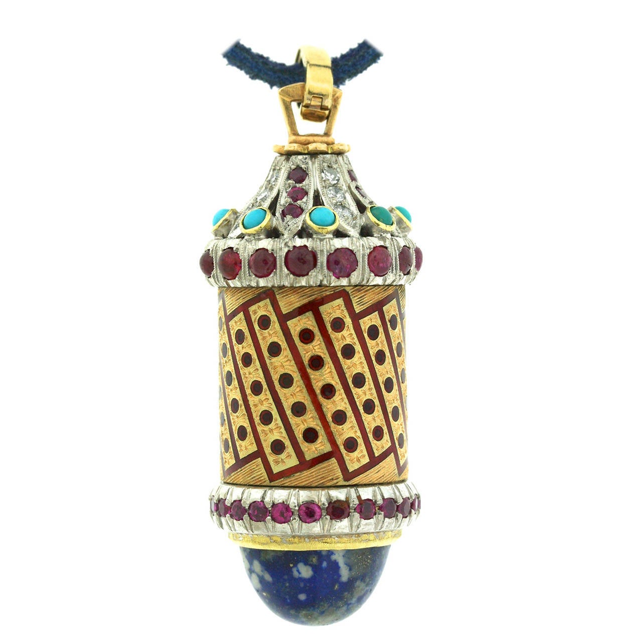 Cazzaniga Gem Set Gold Carousel Pendant at 1stDibs