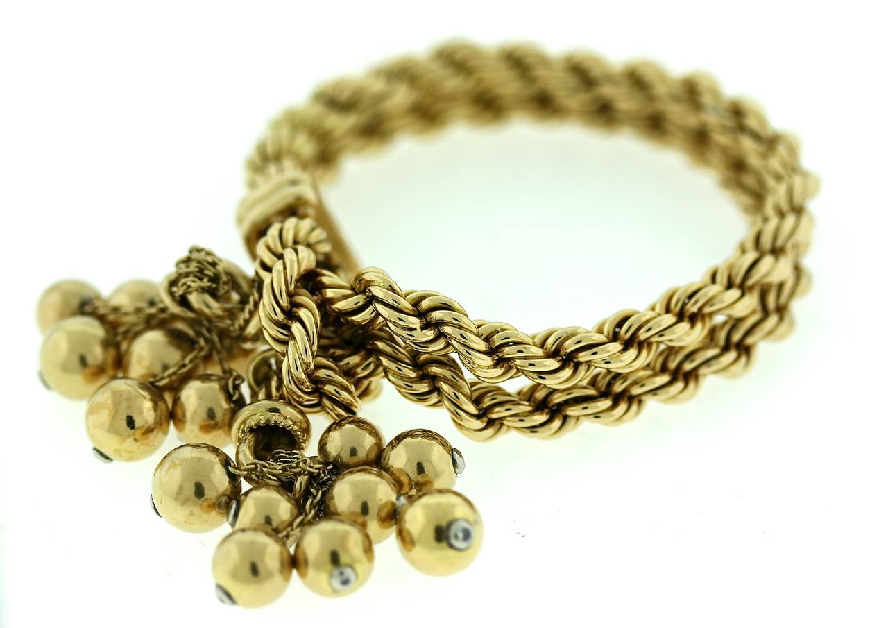 Marchak Paris Diamond Gold Tassel Bracelet at 1stDibs