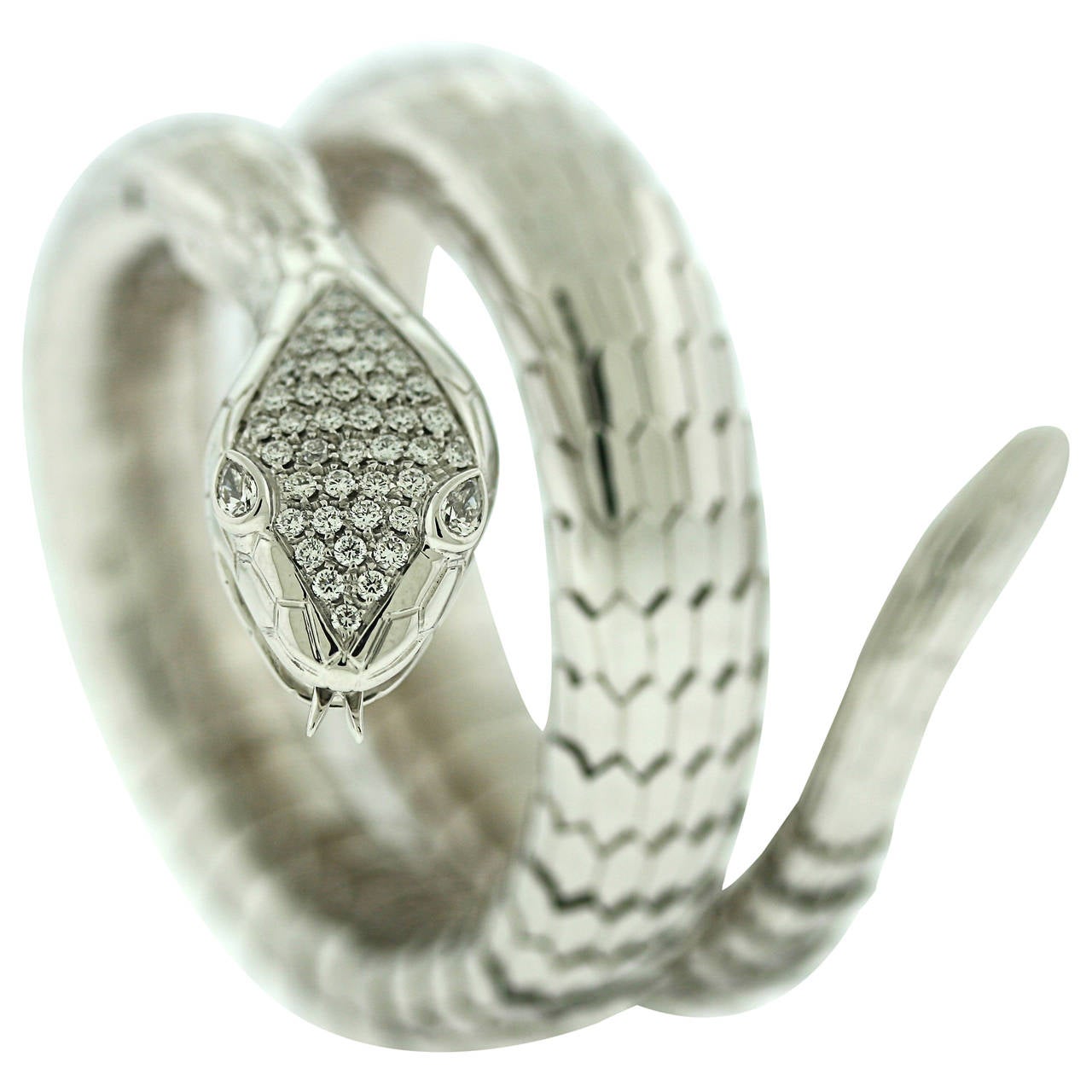 Illario Diamond Gold Coiled Serpent Bracelet at 1stDibs