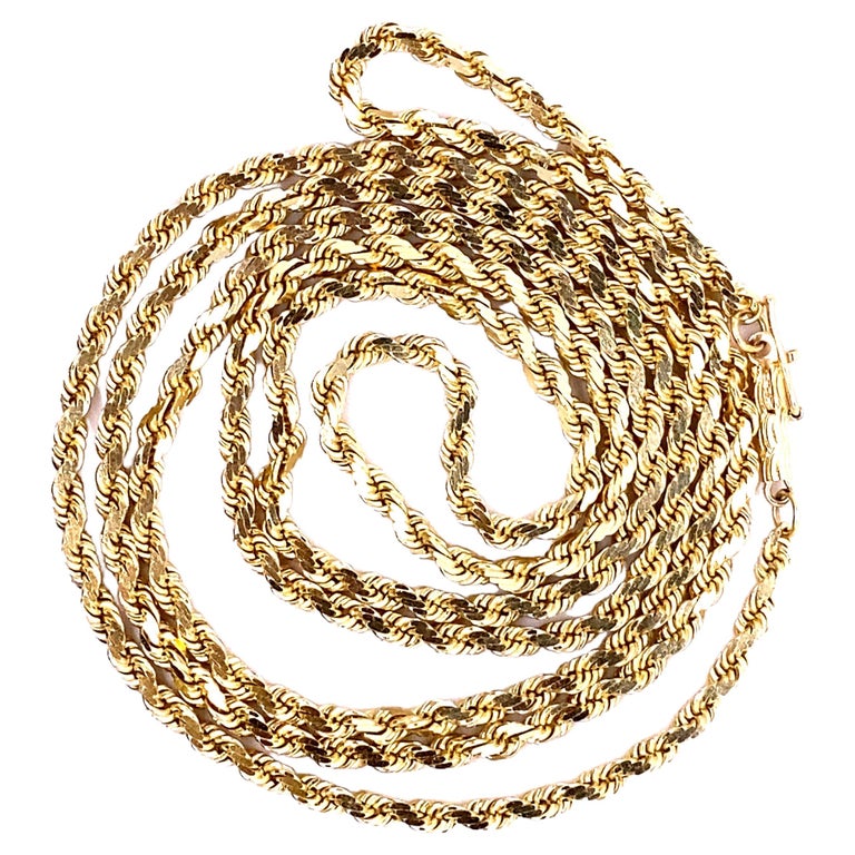 14k Yellow Gold Faceted Rope Chain For Sale at 1stDibs