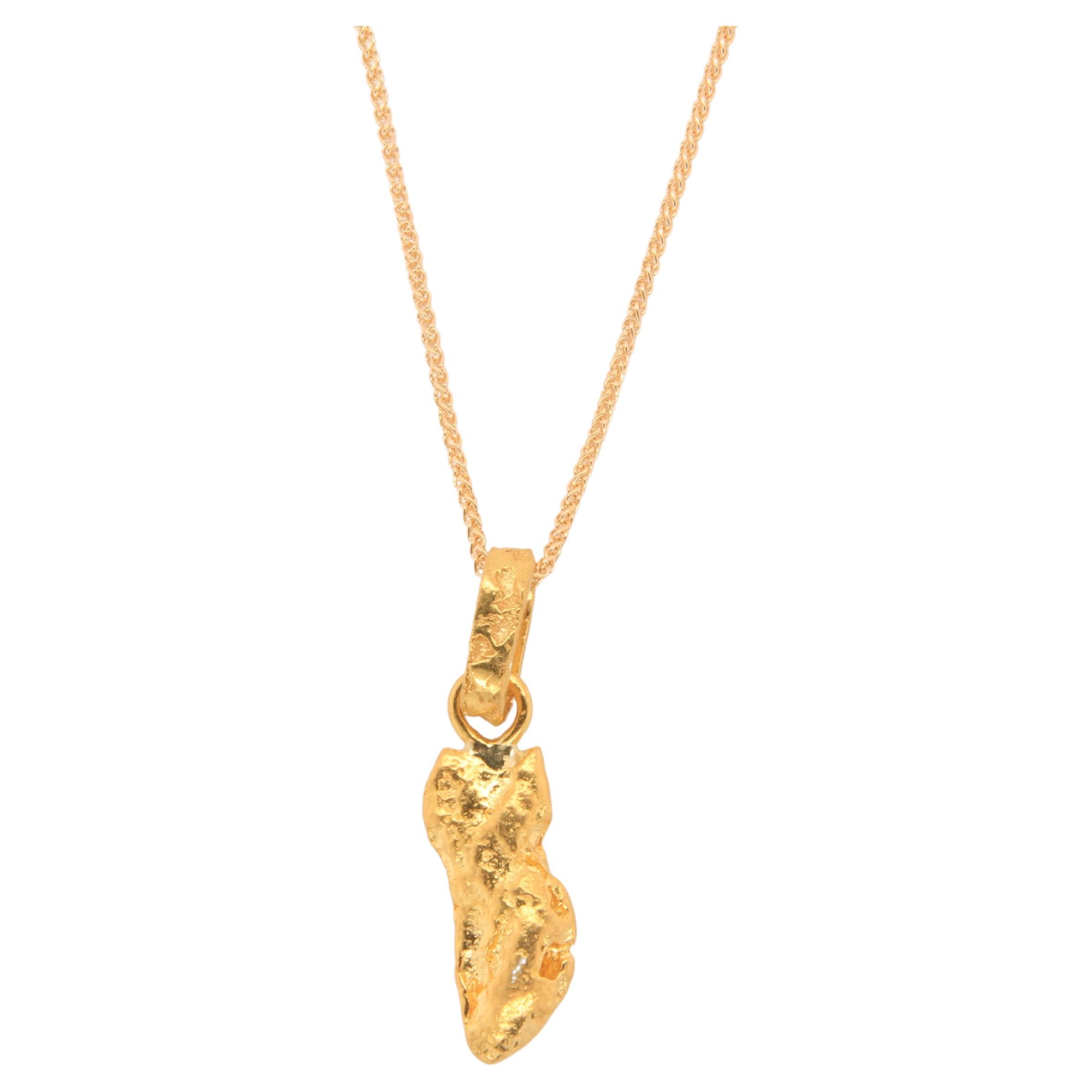 Raw, Solid, 24K Yellow Golden Nugget Pendant, 4.95 Grams from Australia ...