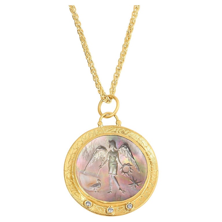 Nike, Winged Goddess of Victory, Carved in Mother of Pearl 24K Gold ...