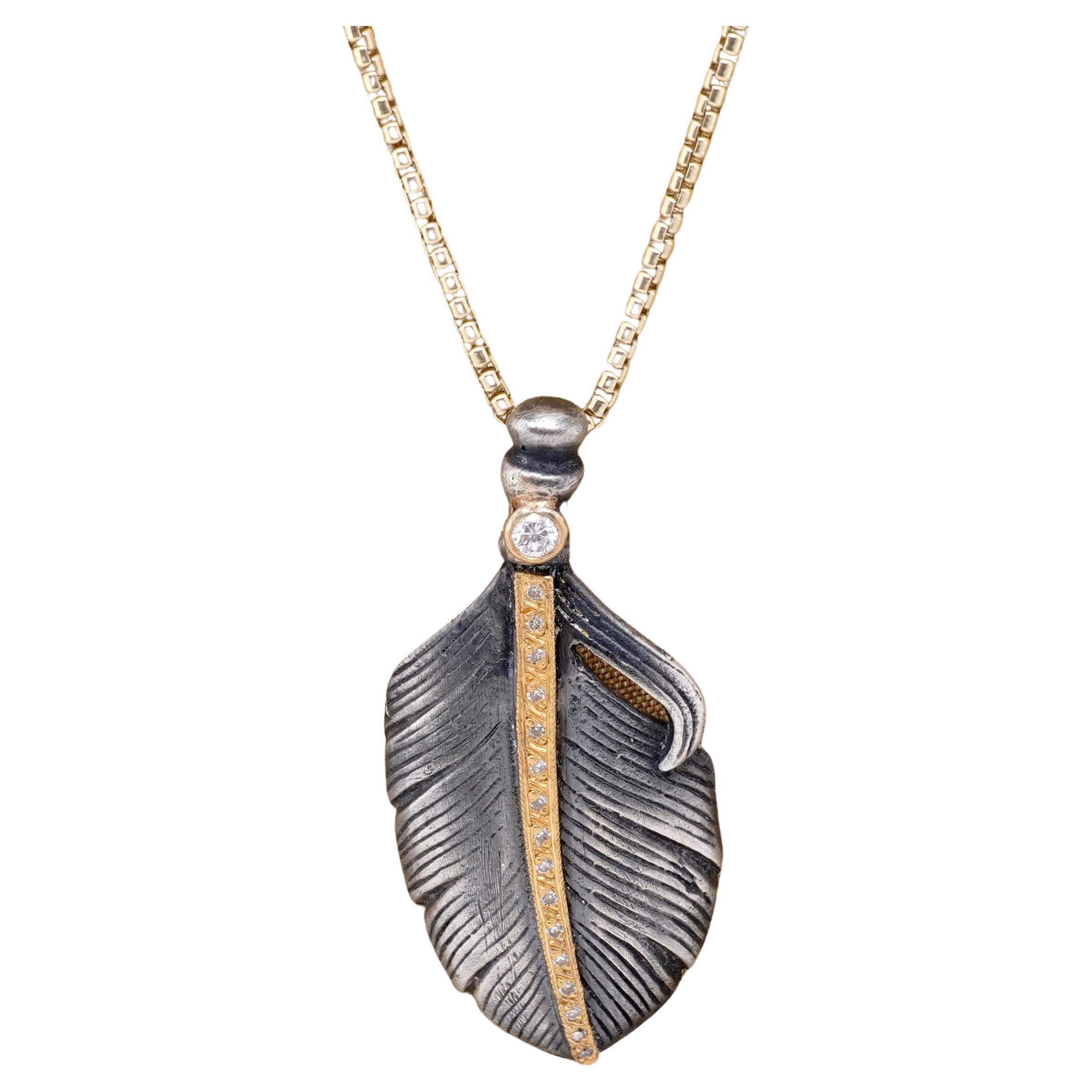 Half Moon with Emerald and Diamonds, Charm Pendant Necklace, 24kt Gold ...