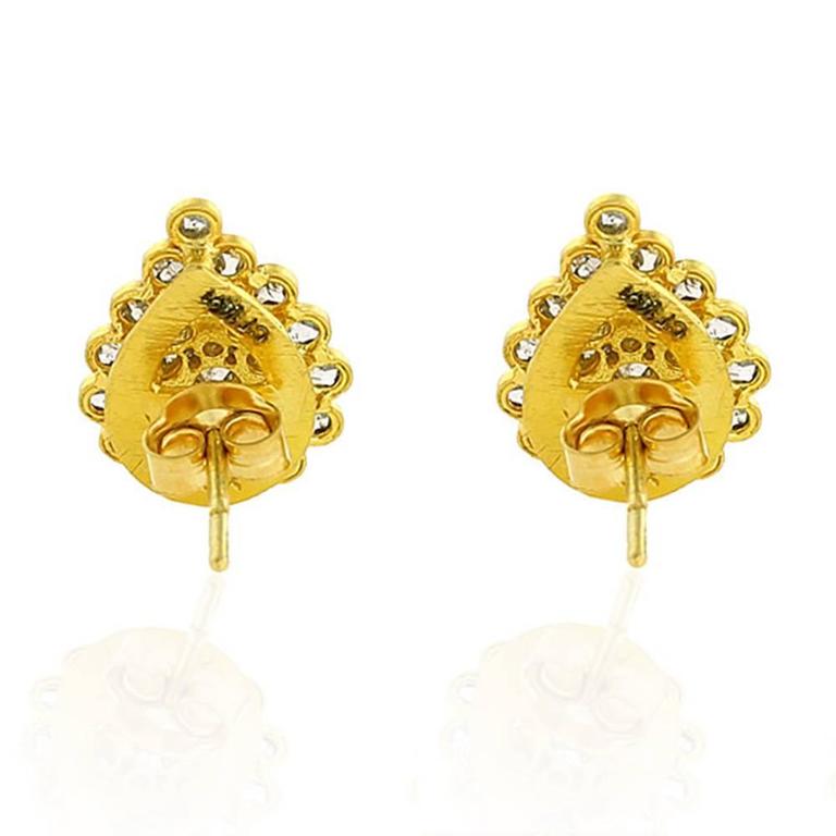 Diamond Gold Pear Shaped Earrings at 1stDibs